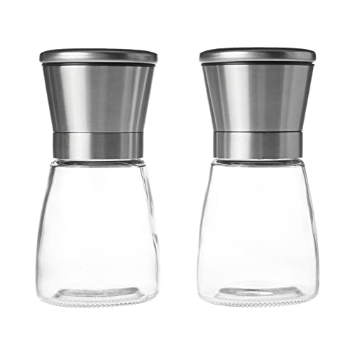 Amazon Basics Adjustable Salt and Pepper Grinders, 5.5oz capacity- Set of 2