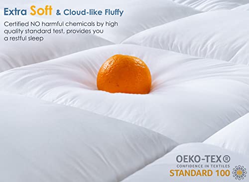 QUEEN ROSE Queen Mattress Topper, Cooling Extra Thick 3D Snow Soft Pillow Topper Mattress Pad Cover Bed Mattress Topper, Hotel Quality, Down Alternative, Plush and Support