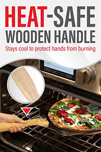 𝗣𝗶𝘇𝘇𝗮 𝗣𝗲𝗲𝗹 Pizza Turning Peel [12 Inch with Pizza Cutter] - Foldable Metal Pizza Spatula for Oven and Grill Stone, Professional Pizza Peel Aluminum Paddle for Pizza, Bread, Cookies