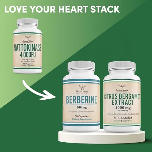Nattokinase Supplement 4,000 FU Servings, 120 Capsules (Derived from Japanese Natto) Systemic Enzymes for Cardiovascular and Circulatory Support by Double Wood