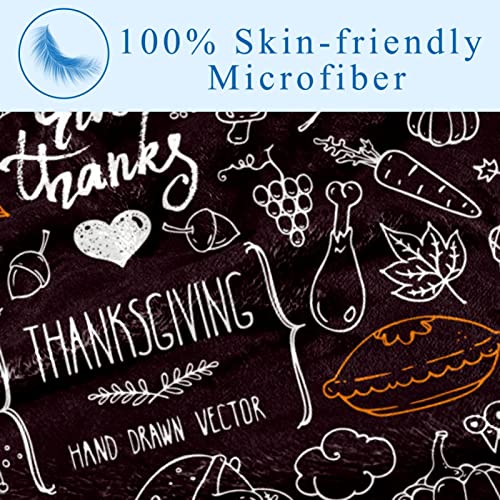 Thanksgiving Food Turkey Pumpkin Doodles Prints Soft Warm Cozy Blanket Throw for Bed Couch Sofa Picnic Camping Beach, 150×100cm