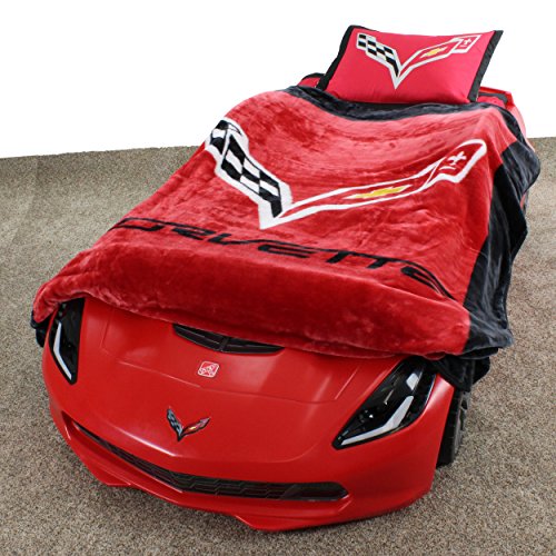 College Covers CORTH Soft Raschel Corvette Plush Throw Blanket, 63" x 86", Red
