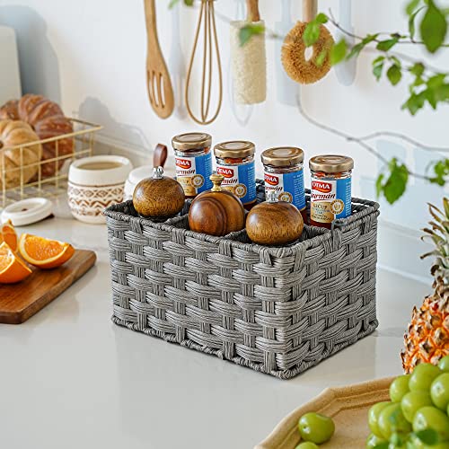 GRANNY SAYS Bundle of 2-Pack Gray Bathroom Decor Baskets & 1-Pack Plastic Cutlery Organizer