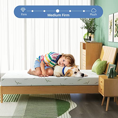 Twin Mattress, 6 inch Twin Size Memory Foam Mattresses in a Box Cooling Gel Mattress for Kids Bunk Trundle Bed Daybed, Medium Firm