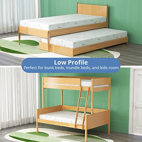 Twin Mattress, 6 inch Twin Size Memory Foam Mattresses in a Box Cooling Gel Mattress for Kids Bunk Trundle Bed Daybed, Medium Firm