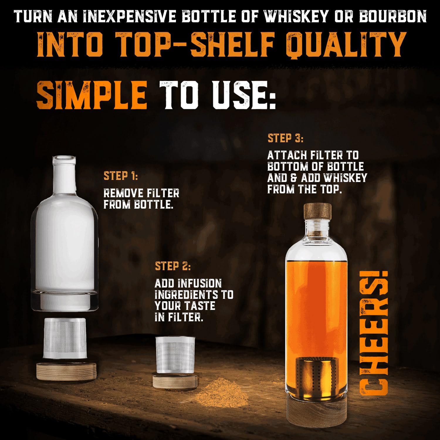 Complete Whiskey Infusion Kit (4 Wood Chips, Orange and Cinnamon Peels) - Whiskey Making Kit Gift Sets for Men - Craft Your Own Whiskey Flavors - Unique Bourbon Gifts for Men