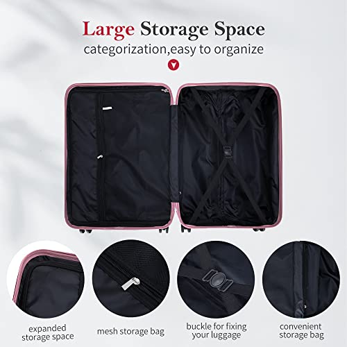 Widfre Luggage Sets 3 Pieces Carry on Suitcase Hardshell Lightweight Travel with Double Spinner Wheels Locks TSA Approved (Red)
