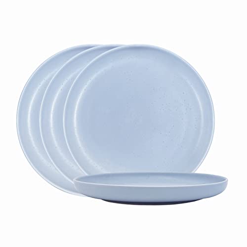 LIVINGTASTE Modern Style 10-inch 30 Oz Ceramic Pasta Bowls, Set of 4 Big Salad Bowls, Multi-Purpose Dinner Plates, Perfect for Casual or Formal Occasions, Dishwasher and Oven Safe - Sky Blue