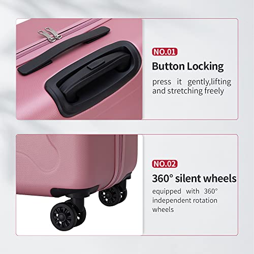 Widfre Luggage Sets 3 Pieces Carry on Suitcase Hardshell Lightweight Travel with Double Spinner Wheels Locks TSA Approved (Red)