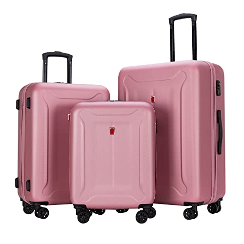 Widfre Luggage Sets 3 Pieces Carry on Suitcase Hardshell Lightweight Travel with Double Spinner Wheels Locks TSA Approved (Red)
