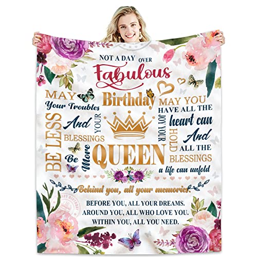 Hcoviv Happy Birthday Gifts For Women Blanket 50*60 - Birthday Queen - Best Birthday Decorations For Friends/Mom/Wife/Sister - Gifts For Women Birthday Unique, Happy Birthday Gift Ideas Throw Blankets