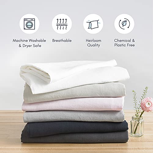 Baloo Soft 25lb King Weighted Blanket with Removable Linen Cover - Heavy Cotton Quilted Blanket - Grey, 80x87 inches Living