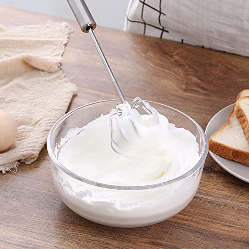 ANYI Whisk 12Inch Stainless Steel Long Handle Egg Beater Hand Push Wisking Tool for Home Whisks for Cooking, Blending, Beating & Stirring (Silver)