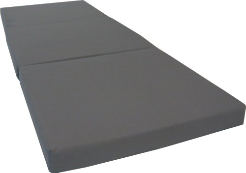 D&D Futon Furniture Gray Trifold Foam Beds 3 x 27 X 75 Inch, Floor Tri-Fold Bed, High Density Foam 1.8 Pounds