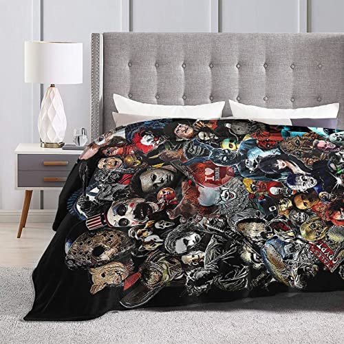 Horror Movie Characters (Many Faces of) Flannel Blanket,Super Soft, Comfortable and Warm, Perfect for Sofa, Living Room and Bedroom 80"X60"