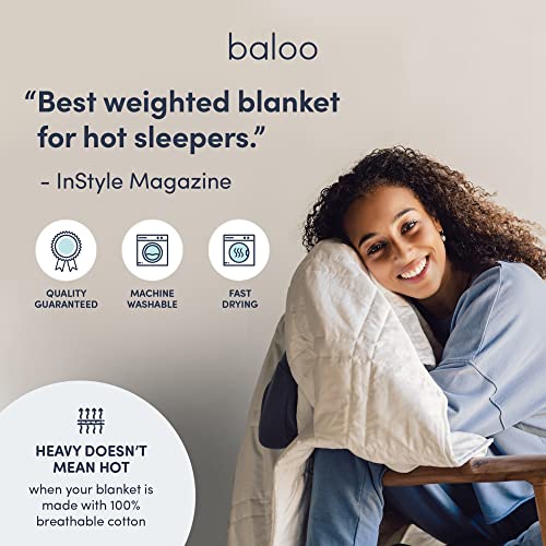 Baloo Soft 25lb King Weighted Blanket with Removable Linen Cover - Heavy Cotton Quilted Blanket - Grey, 80x87 inches Living