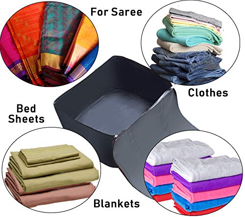 Storite Nylon Big Underbed Storage Bag Moisture Proof Cloth Organiser with Zippered Closure and Handle(BlackRed, 54x46x28cm) Rectangular (1 Pack)