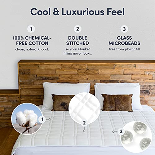 Baloo Soft 25lb King Weighted Blanket with Removable Linen Cover - Heavy Cotton Quilted Blanket - Grey, 80x87 inches Living