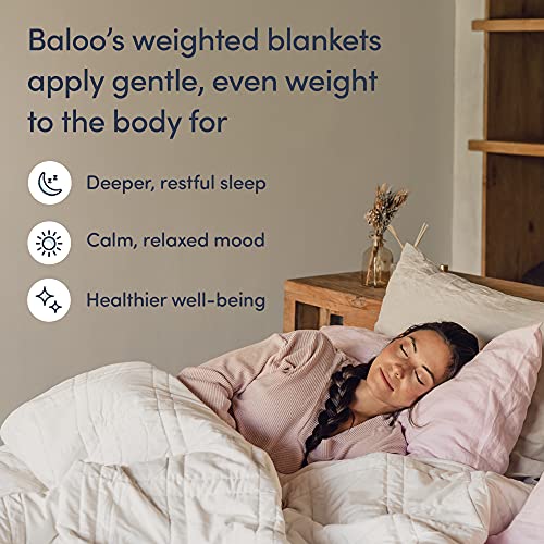 Baloo Soft 25lb King Weighted Blanket with Removable Linen Cover - Heavy Cotton Quilted Blanket - Grey, 80x87 inches Living