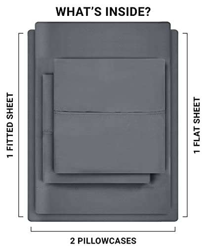 Utopia Bedding 1 Queen Quilted Fitted Mattress Pad White with 4PC Queen Bed Sheet Set Grey and 2 Pack Queen Bed Pillows for Sleeping