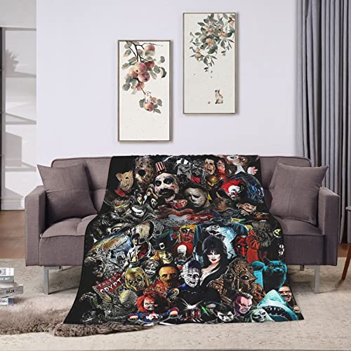 Horror Movie Characters (Many Faces of) Flannel Blanket,Super Soft, Comfortable and Warm, Perfect for Sofa, Living Room and Bedroom 80"X60"