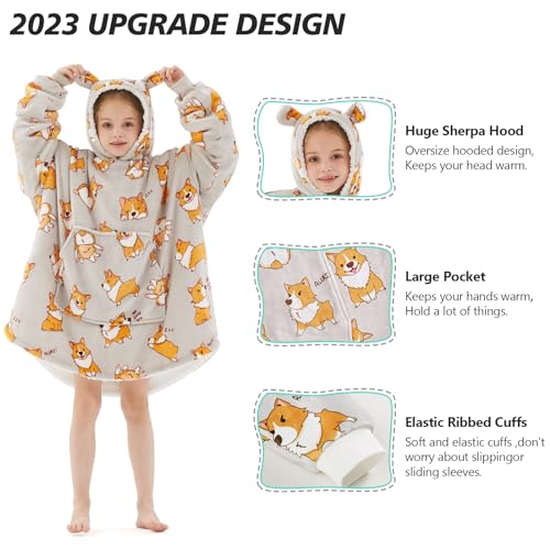 Homemate Wearable Blanket Hoodie, Cute and Funny Patterns Oversized Hoodie Sweatshirt Blanket for Adults Women Men,Cozy,Warm,Fuzzy Hoodie Blanket