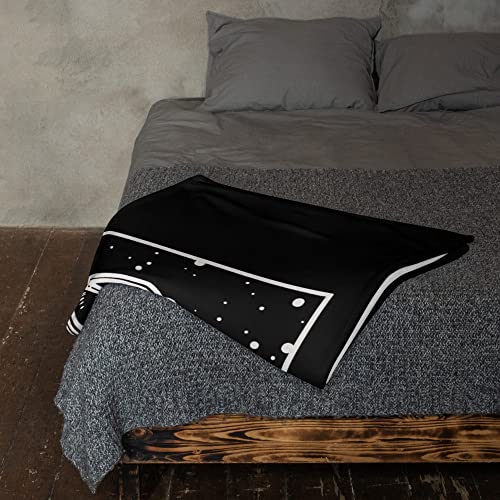The Hermit Tarot Card Throw Blanket - Grim Reaper Gothic Halloween Home Decor (Black & White) (60" x 50")