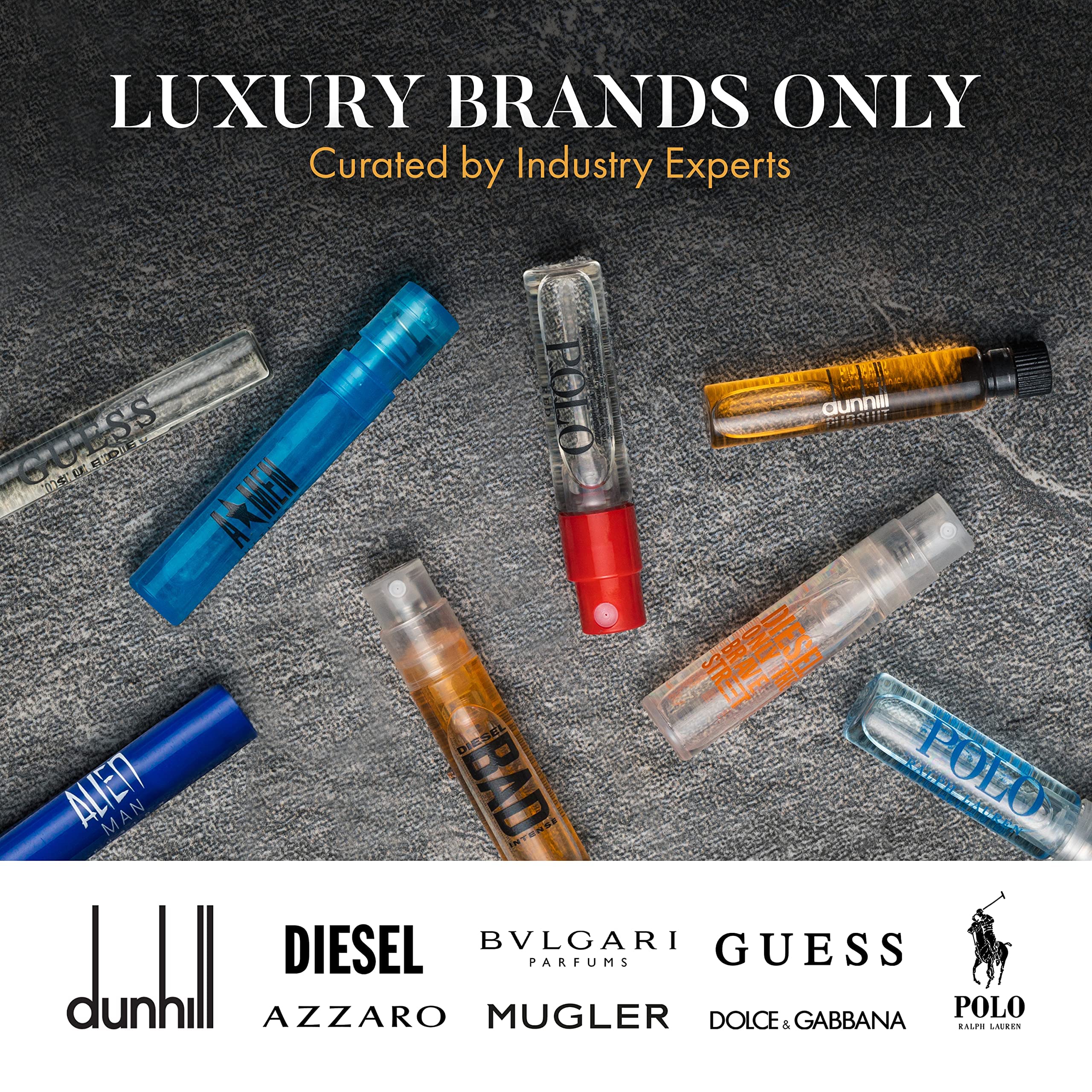 Infinite Scents Men's Cologne Sampler Set: 6 Designer Fragrances + Pocket-Sized Pouch - Travel-Size Cologne Sample Pack Gift Set