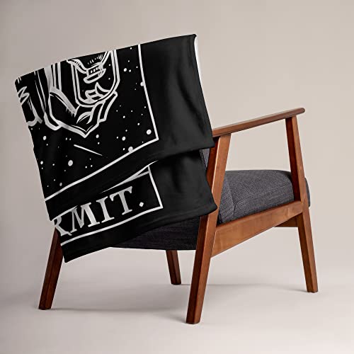 The Hermit Tarot Card Throw Blanket - Grim Reaper Gothic Halloween Home Decor (Black & White) (60" x 50")