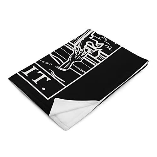The Hermit Tarot Card Throw Blanket - Grim Reaper Gothic Halloween Home Decor (Black & White) (60" x 50")