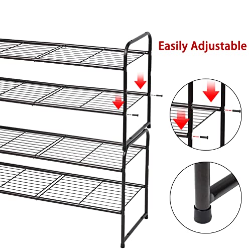 SUFAUY 2-Tier Shoe Rack, Stackable Shoe Shelf Storage Organizer for Entryway Closet, Extra Large Capacity, Wire Grid, Bronze