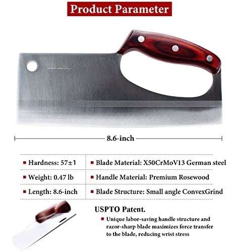 HIDAMOS Professional Chef Knife Super Sharp Effort Saving Kitchen Knives Stainless German Steel Cleaver for Meat/Vegetable