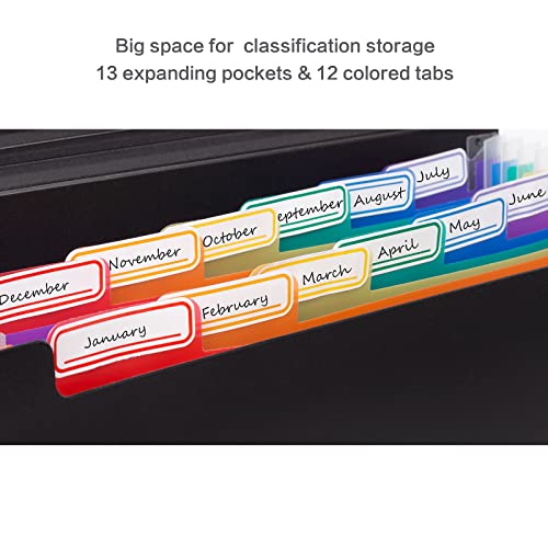13 Pockets Small Accordion File Organizer, Expanding File Organizer Small for Coupon, Receipt, Ticket, Tax Item, Bill File, Paper Scraps