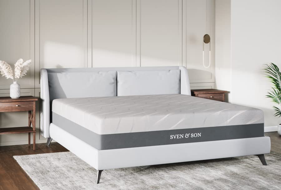 Sven & Son California King Mattress, Bed in A Box, 12" Luxury Cool Gel Memory Foam, Pressure Relief & Support, 10" Year Warranty, Designed in USA (Cal King, Mattress Only 12" Medium)