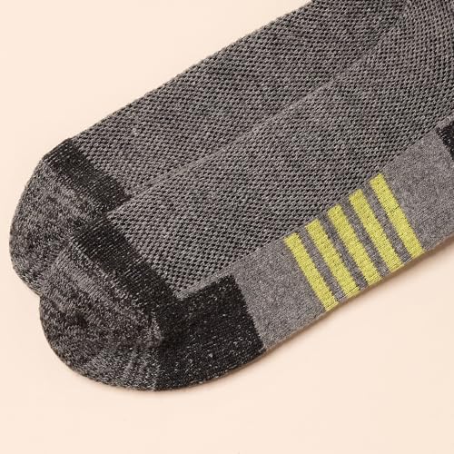 Amazon Essentials Men's Performance Comfortable Cotton Cushioned Breathable Athletic Crew Sports Socks, 6 Pairs, Grey/White, 6-12