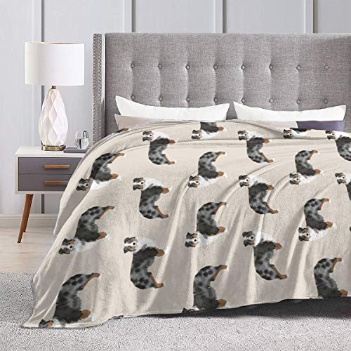 KZEMATLI Australian Shepherd Sherpa Fleece Blanket Throw for Home Office Travel Couch Sofa Warm Cozy Lightweight Fleece Bed Blanket Gift 50x40 inch