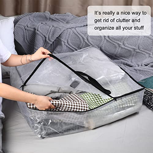 10 Pieces Oversized Clear Storage Bags with Handles and Zippers Moving Bag for College Carrying, Bedding, Blankets, Comforters, Clothes and Toys Organizer