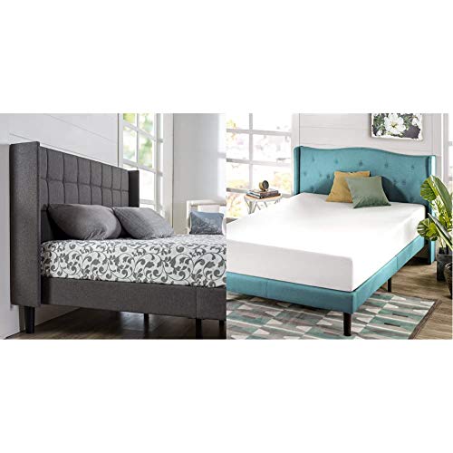 ZINUS Dori Upholstered Platform Bed Frame, Full & 10 Inch Green Tea Memory Foam Mattress/CertiPUR-US Certified/Bed-in-a-Box/Pressure Relieving, Full