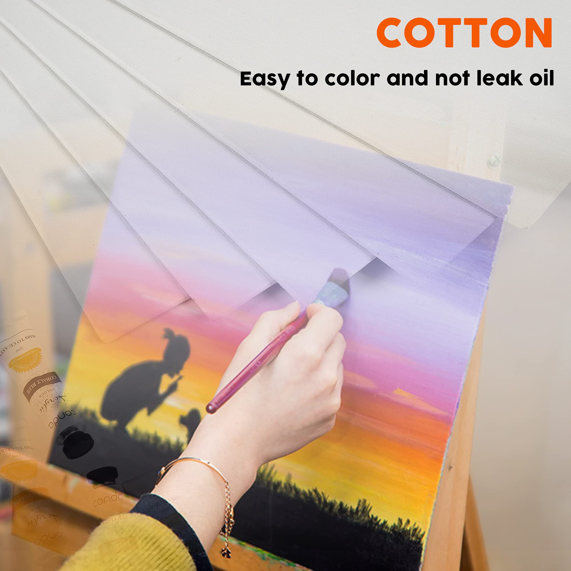 CONDA Artist Canvases for Painting 12 x 16 inch, 14 Packs & 8 x 10 inch, 12 Packs Set Primed, 100% Cotton