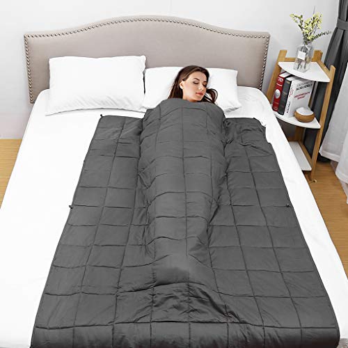 LANGRIA Weighted Blanket 60β Γ 80β | 15 lbs | Heavy Blanket for Adults and Kids | 100% Breathable Cotton and Lead-Free Glass Beads | Premium Heavy Sleeping Blanket for Bed Sofa (Queen Size, Gray)