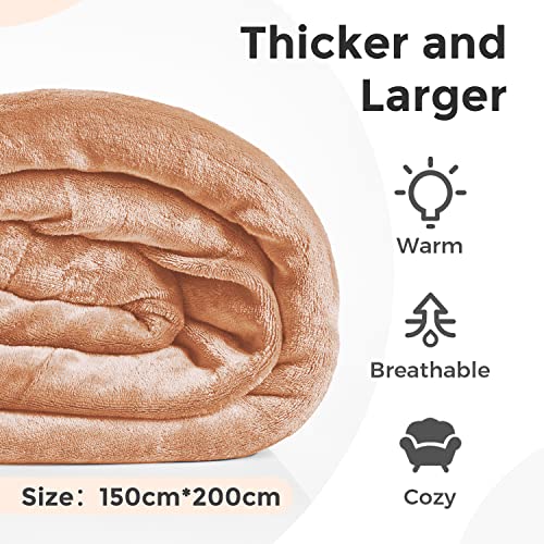 MOOFUN Sherpa Fleece Throw Blanket- 60 x 80 inches, Soft Fluffy Cozy Warm Fuzzy Machine Washable, Durable Blanket for Couch and Bed - Brown