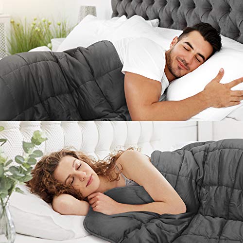 LANGRIA Weighted Blanket 60β Γ 80β | 15 lbs | Heavy Blanket for Adults and Kids | 100% Breathable Cotton and Lead-Free Glass Beads | Premium Heavy Sleeping Blanket for Bed Sofa (Queen Size, Gray)