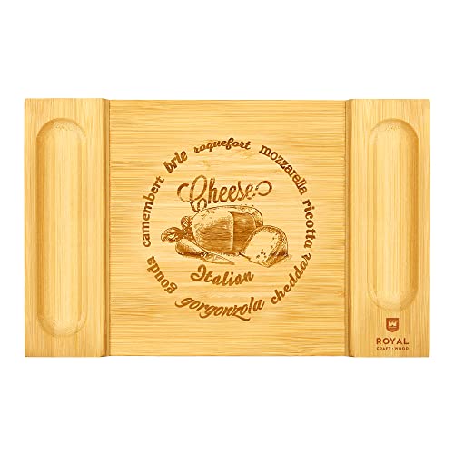 Unique Bamboo Cheese Board, Charcuterie Platter and Serving Tray for Wine, Crackers, Brie and Meat. Large and Thick Natural Wooden Server - Fancy House Warming Gift