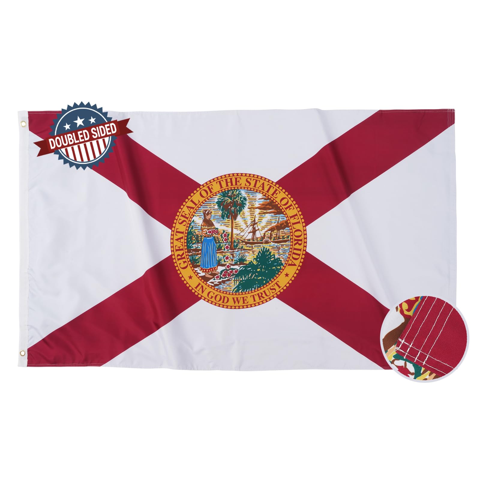 TOPFLAGS Florida Flag 4x6 Outdoor Made in USA Double Sided Florida State Flags Heavy Duty 3 Ply FL Flags with 2 Brass Grommets 4 Rows for Outside，Vivid Color Sewn Stripes