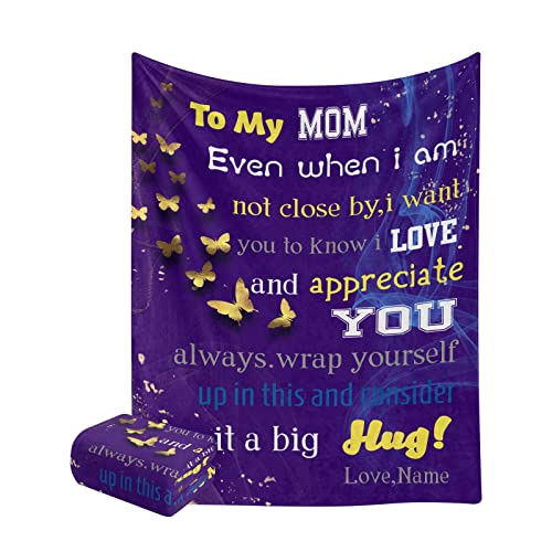 Personalized Name Blanket for Mom Dad Daughter Son, Custom Throw Blanket with Name to My Mom Gift for Mother Day,Father's Day,Birthday,Christmas,Wedding Gift 60"x80"