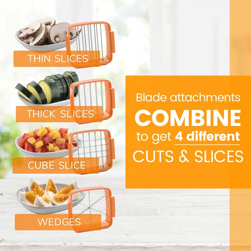 Nutrichopper with Fresh-keeping container Vegetable Chopper Onion Chopper Egg Slicer - Chops, Slices, Cubes, Wedges Multi-purpose Food Chopper with Stainless Steel Blades Veggie Chopper As Seen On TV