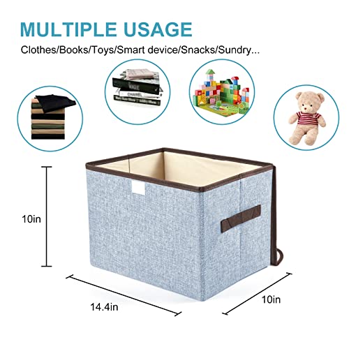 Bagnizer Foldable Fabric Storage Bins with Lids, 14.4x10x10'' Decorative Stackable Storage Cubes with Handles, Toy Clothes Blanket Storage Organizer, Closet Storage Basket/Box/Containers
