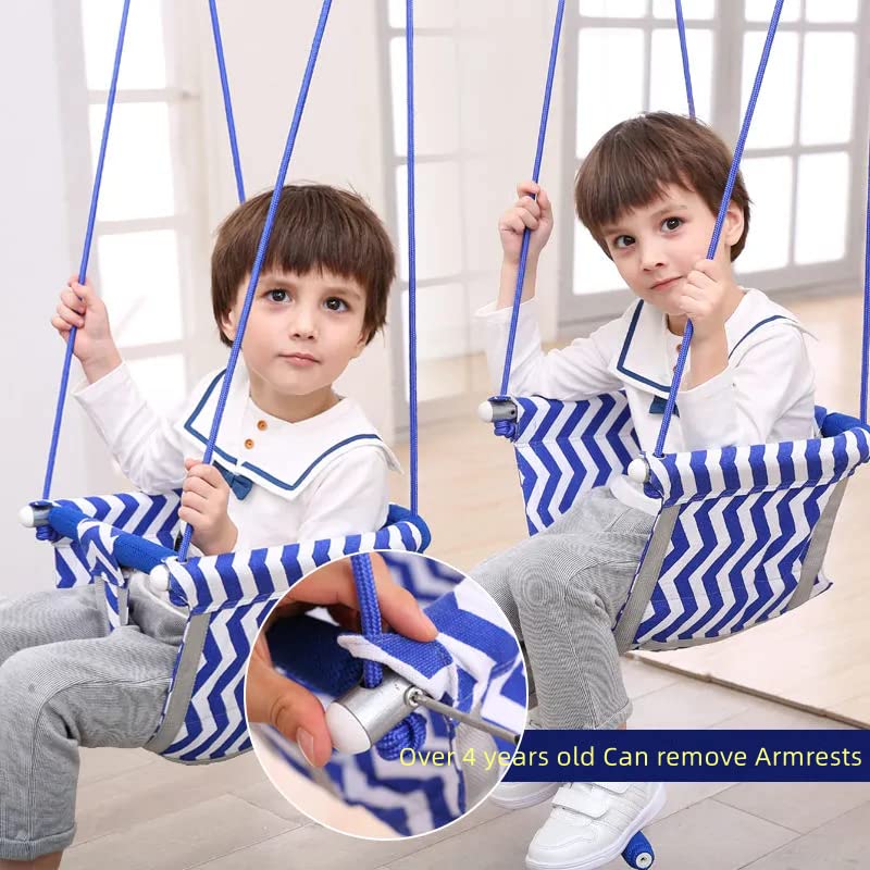 Toddler Baby Swing Seat with Heavy Duty Rope Play Secure Kids Swing Set, Secure Soft Canvas with Seat Belt for 6Months-14Years Old