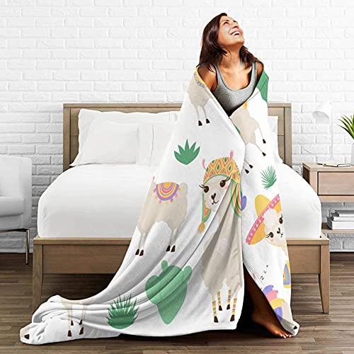 Gadimen Llama Throw Blanket, Super Soft Lightweight Flannel Fleece Blankets for Bed Couch Sofa, All Season Warm Cozy Fuzzy Plush Microfiber Blanket for Hot Sleepers 50x40 inches
