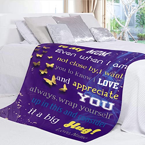 Personalized Name Blanket for Mom Dad Daughter Son, Custom Throw Blanket with Name to My Mom Gift for Mother Day,Father's Day,Birthday,Christmas,Wedding Gift 60"x80"